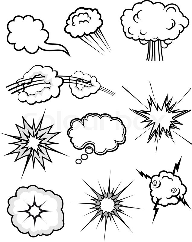Set of various explosions isolated on ... | Stock vector | Colourbox