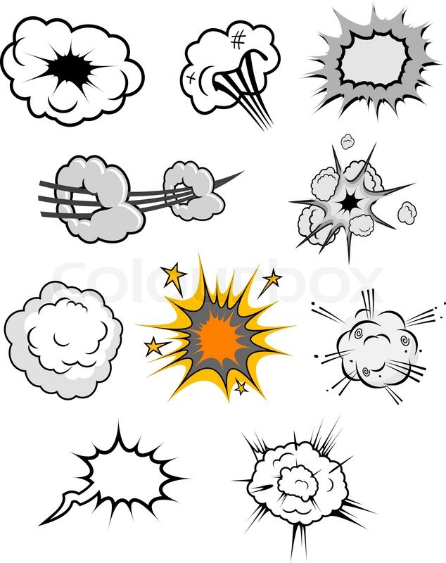 Set of various explosions isolated on ... | Stock vector | Colourbox