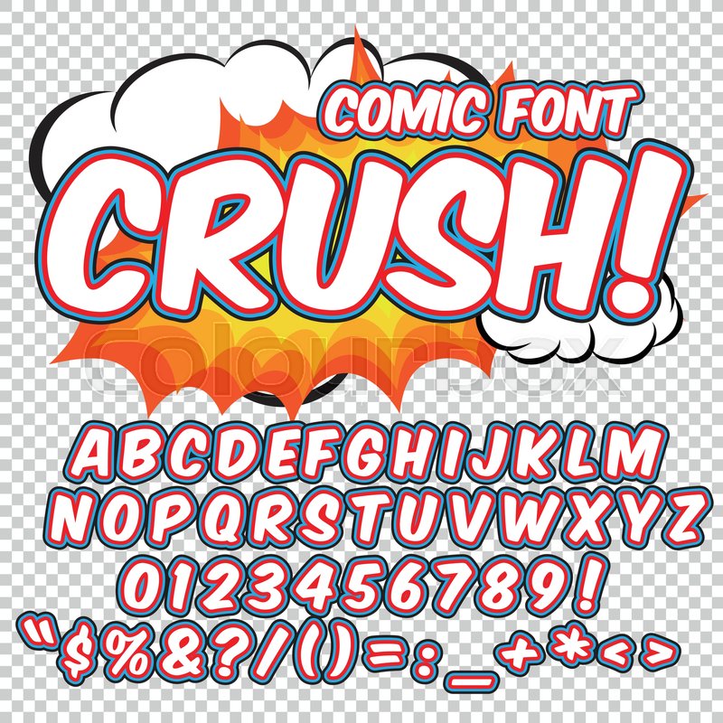 Comic alphabet set. Letters, numbers ... | Stock vector | Colourbox