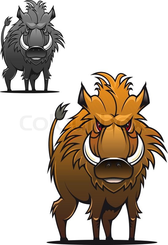 Wild boar in cartoon style as a tattoo ... | Stock vector | Colourbox
