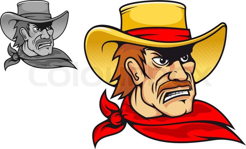 Angry cowboy in cartoon style for ... | Stock vector | Colourbox