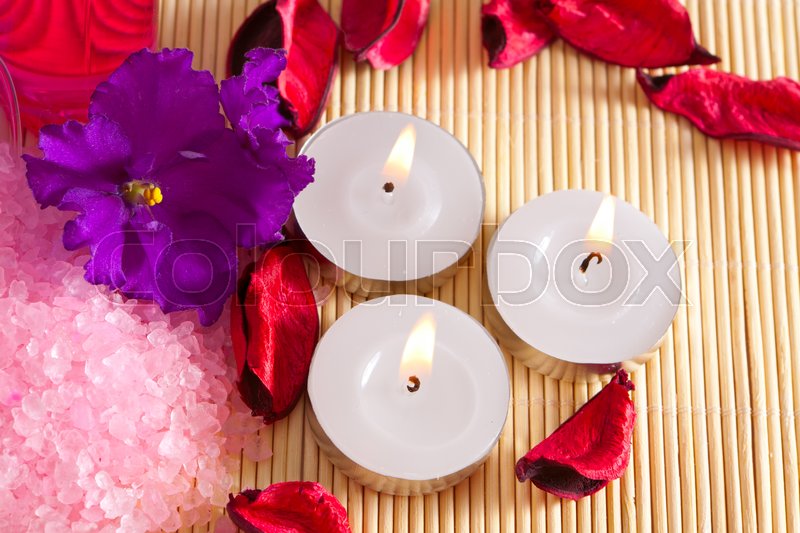 Candles and flowers for spa and ... | Stock image | Colourbox