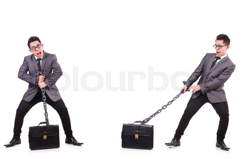 Businessman chained isolated on white | Stock image | Colourbox
