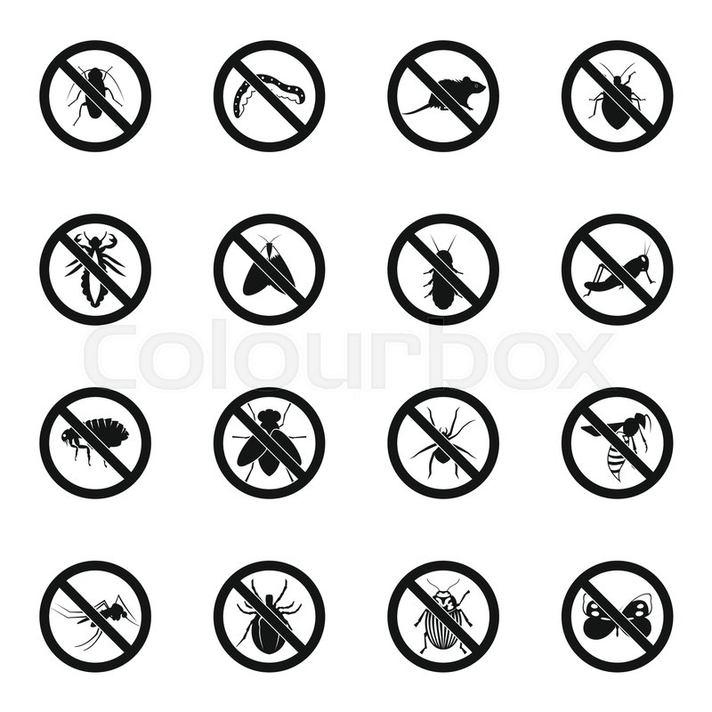 No insect sign icons set in simple ... | Stock vector | Colourbox