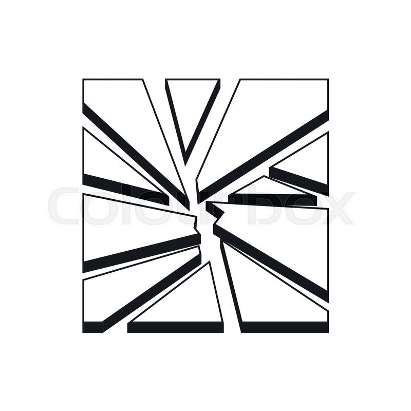 Broken glass icon in simple style ... | Stock vector | Colourbox