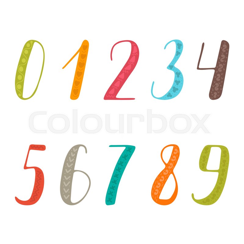 Hand drawn numbers set. Collection of ... | Stock vector | Colourbox