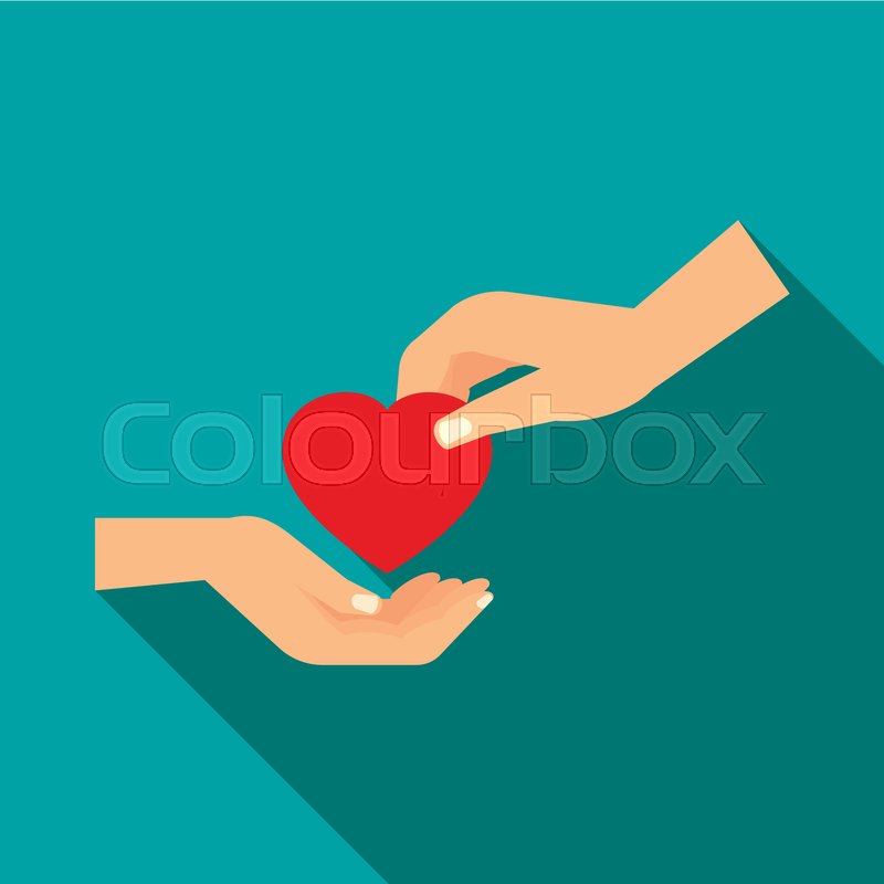 Hand gives heart icon in flat style ... | Stock vector | Colourbox