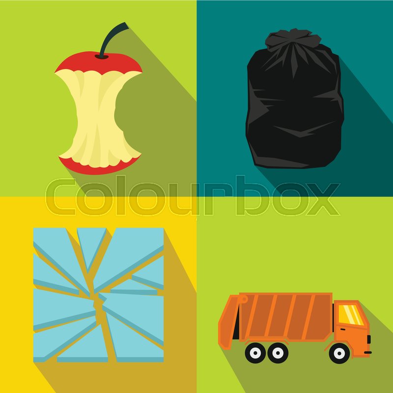 Garbage banners set set in flat style ... | Stock vector | Colourbox