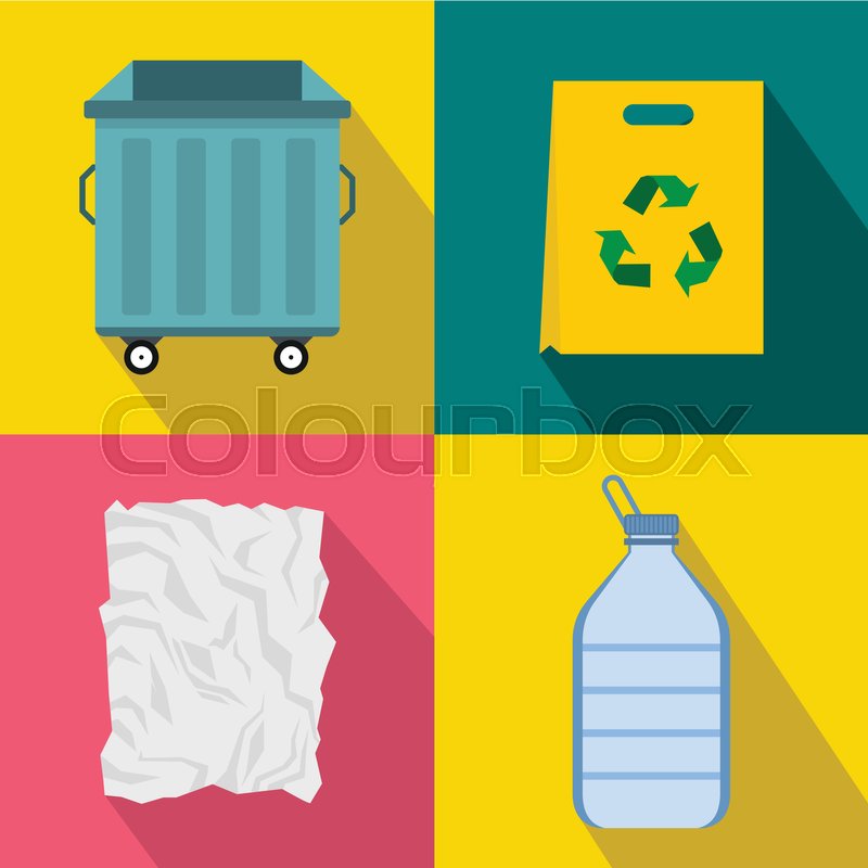 Garbage banners set set in flat style ... | Stock vector | Colourbox