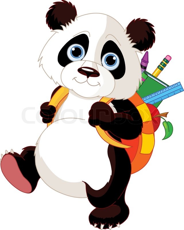Cute panda on his way to school | Stock Vector | Colourbox
