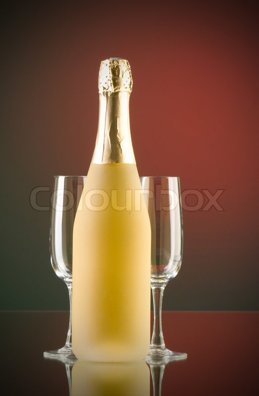 Champagne against color gradient ... | Stock image | Colourbox