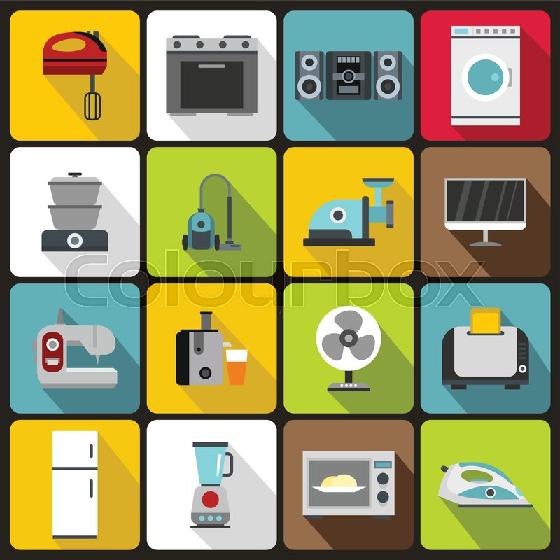 Household appliances icons set in flat ... | Stock vector | Colourbox