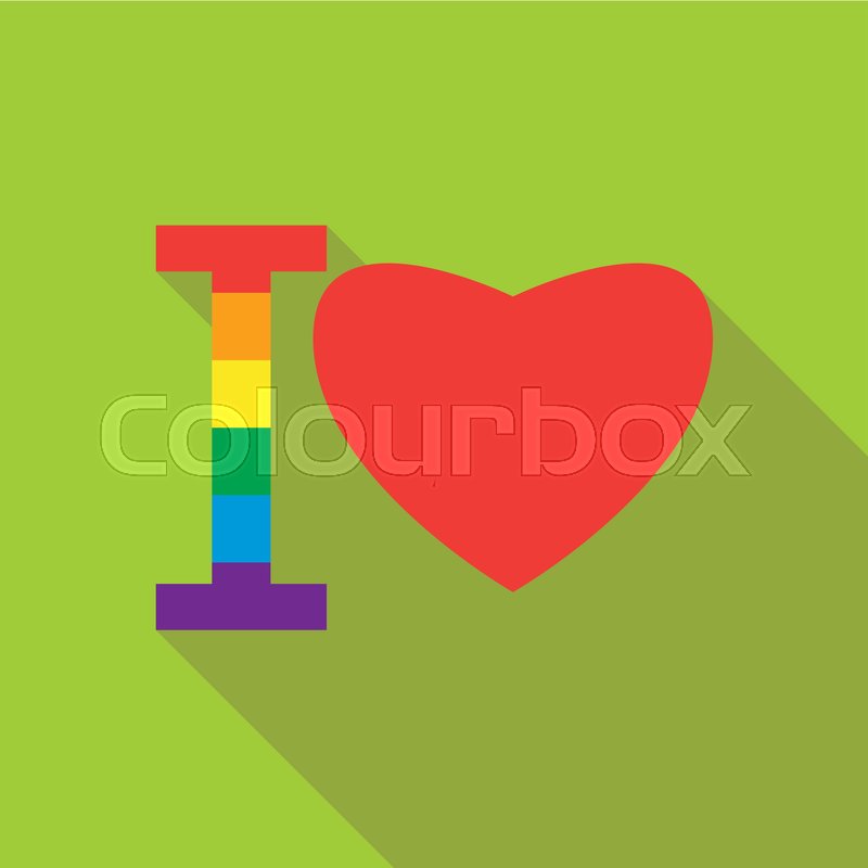 I love in rainbow colors icon, flat ... | Stock vector | Colourbox