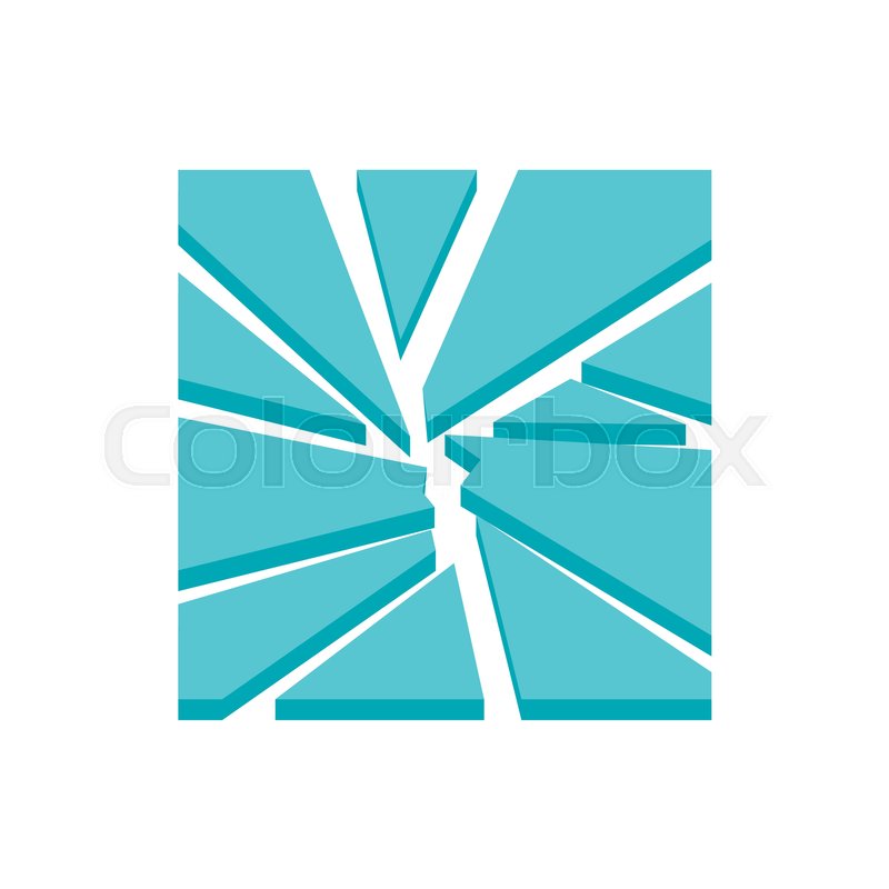 Broken glass icon in flat style ... | Stock vector | Colourbox