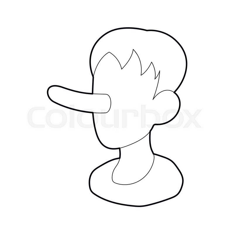 Boy with a long nose icon in outline ... | Stock vector | Colourbox