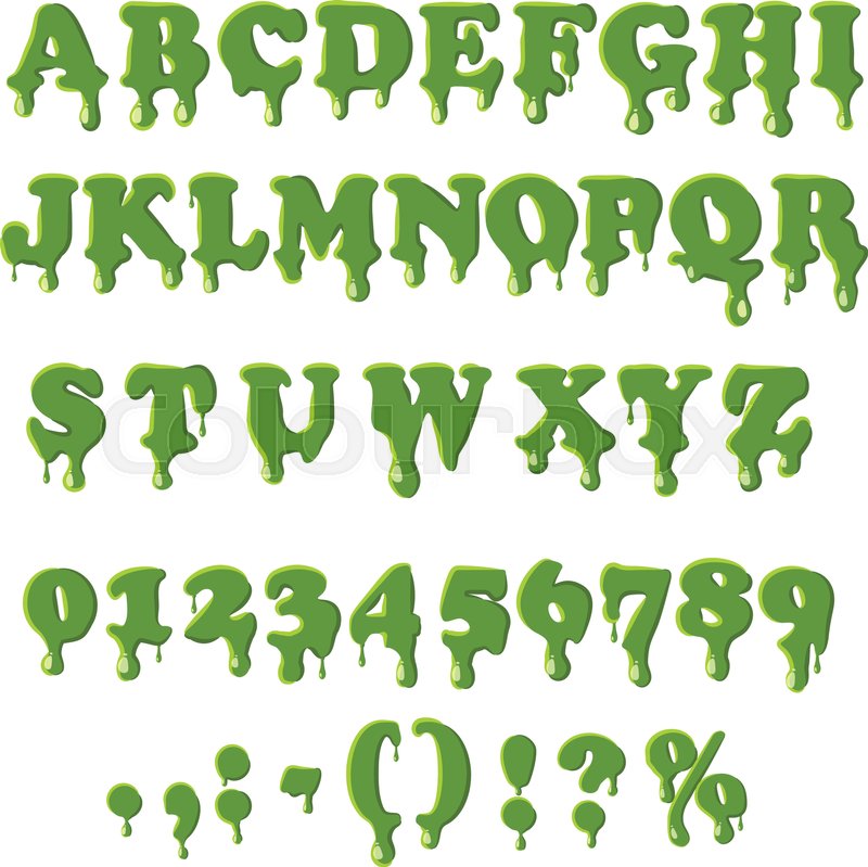 Slime alphabet with numbers isolated ... | Stock vector | Colourbox