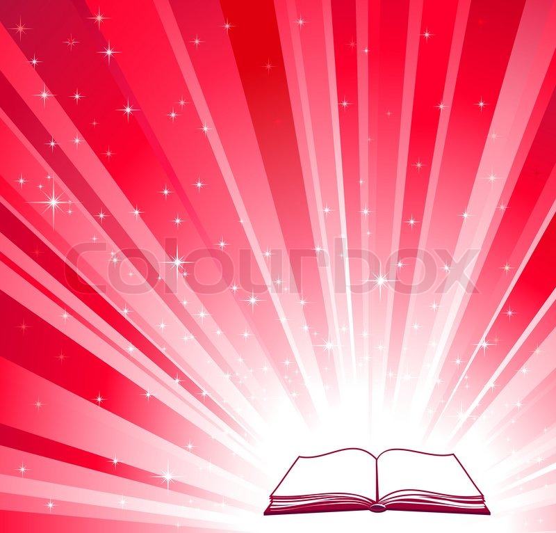 Open book and red bright background | Stock vector | Colourbox