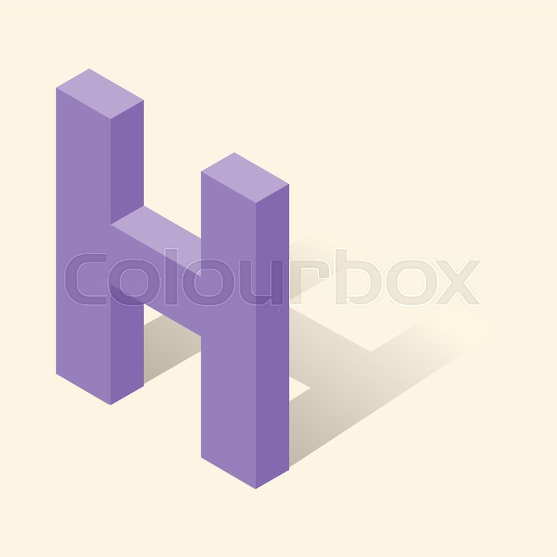 H letter in isometric 3d style with ... | Stock vector | Colourbox