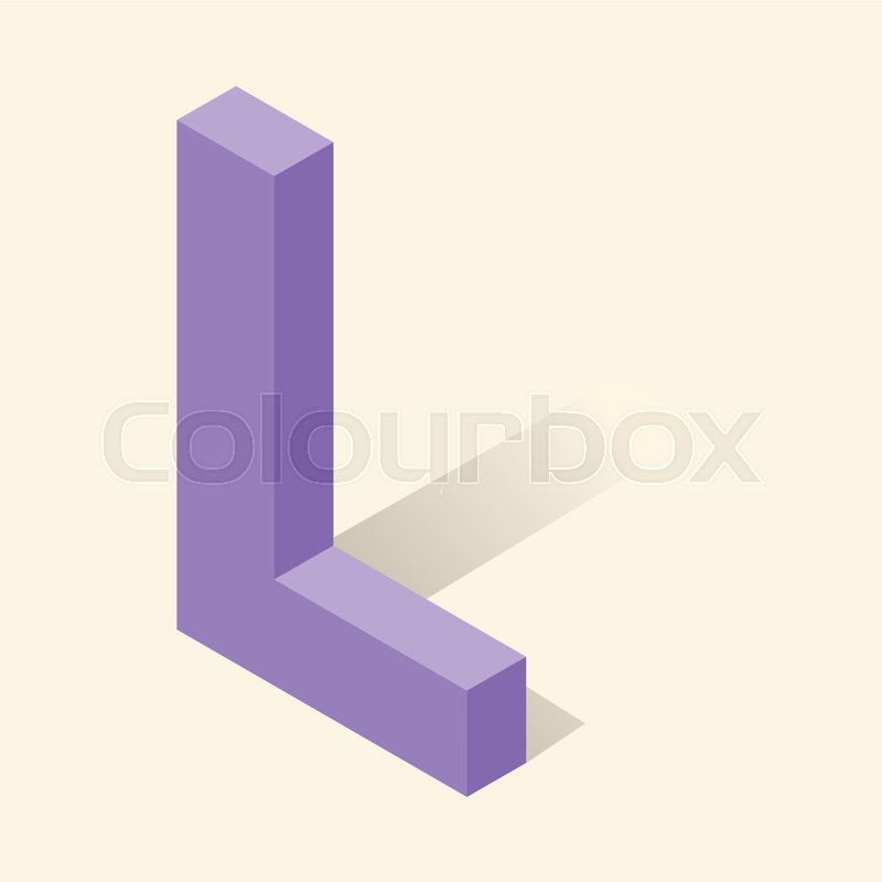L letter in isometric 3d style with ... | Stock vector | Colourbox