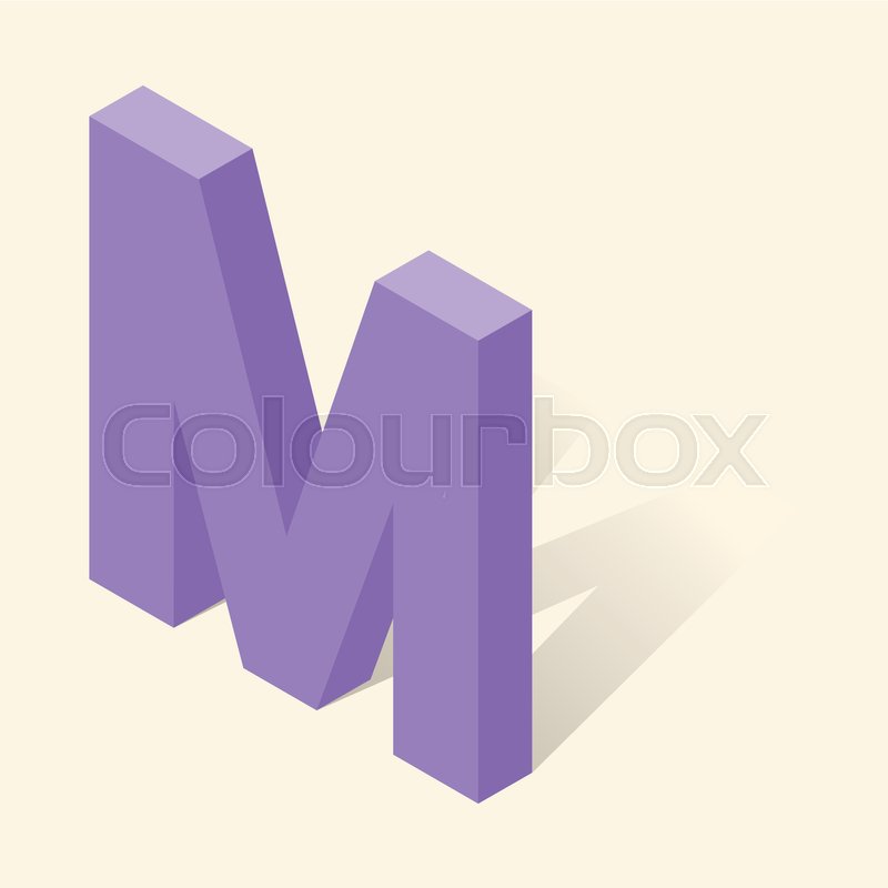 M letter in isometric 3d style with ... | Stock vector | Colourbox