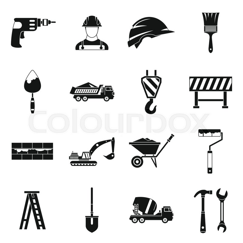 Construction icons set in simple ... | Stock vector | Colourbox