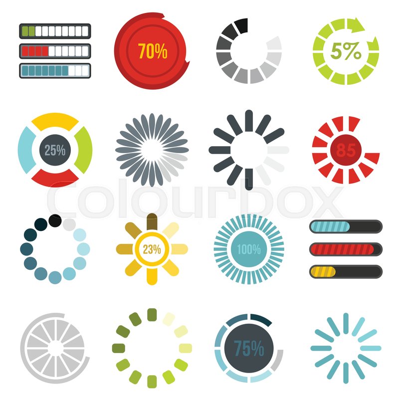 Download progress icons set in flat ... | Stock vector | Colourbox