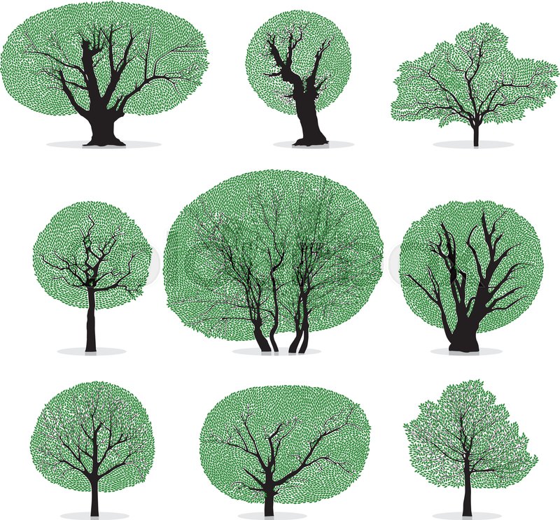 Set of abstract stylized trees. ... | Stock vector | Colourbox