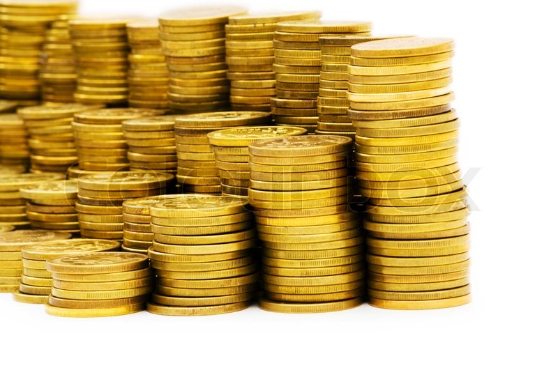 Stapel von Münzen isoliert auf den ... | Stock Bild | Colourbox