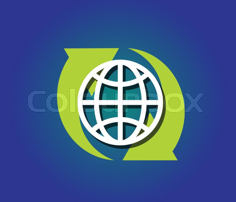 Recycling symbol with earth globe eco ... | Stock vector | Colourbox