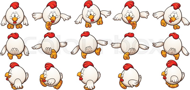 Cartoon Chicken Sprites Ready For Stock Vector Colourbox