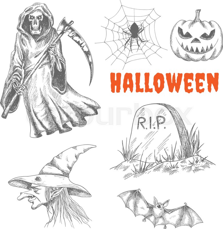 Scary Halloween Characters Drawings