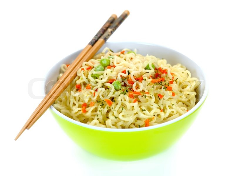 Cooked instant noodles isolated against ... | Stock image | Colourbox