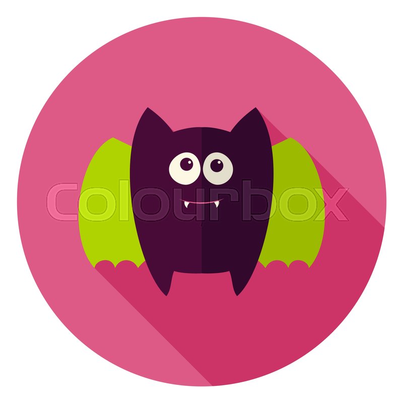 Cute Bat Circle Icon. Flat Design ... | Stock vector | Colourbox