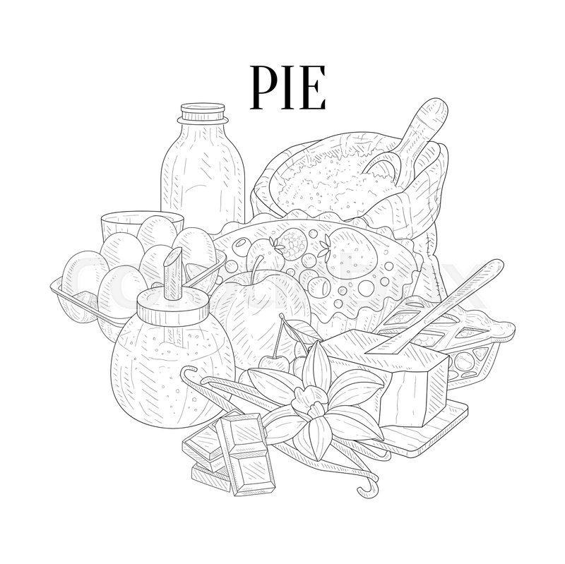 Baked Pie Pencil Drawing
