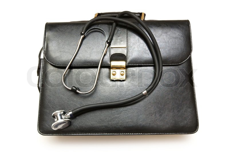 Doctors' case with stethoscope isolated ... | Stock image | Colourbox