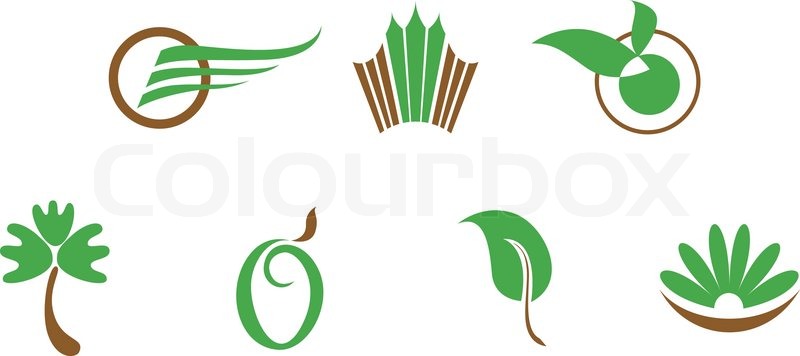 Set of color nature symbols isolated ... | Stock vector | Colourbox