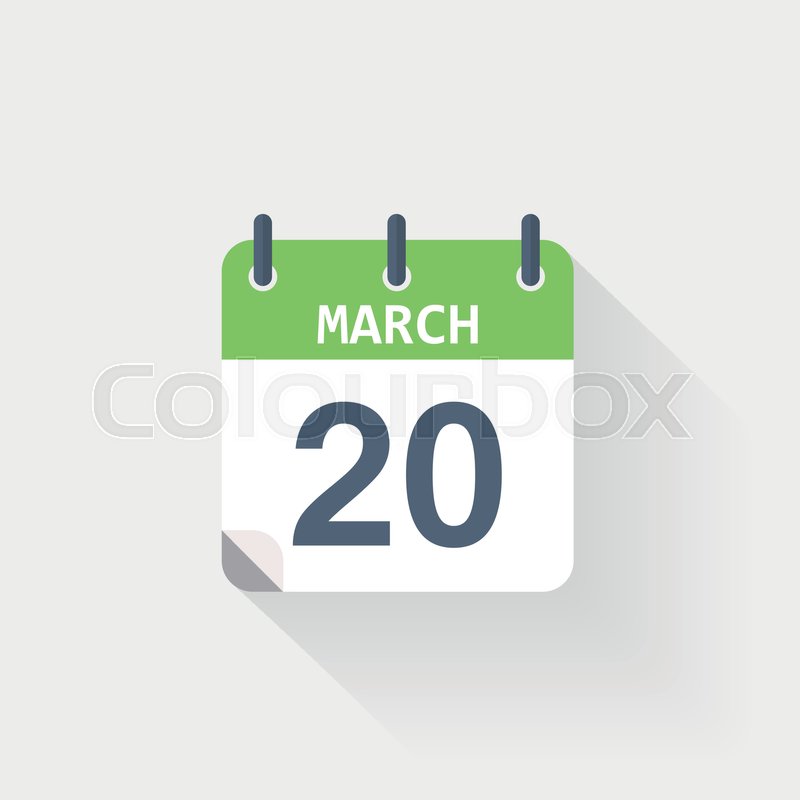 20 march calendar icon on grey ... | Stock vector | Colourbox
