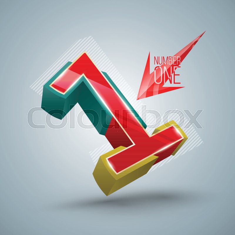 Vector Number one 3D style. Vector ... | Stock vector | Colourbox