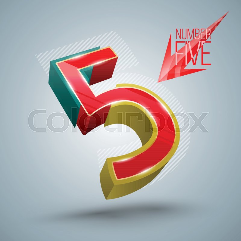 Vector Number Five 3D style. Vector ... | Stock vector | Colourbox