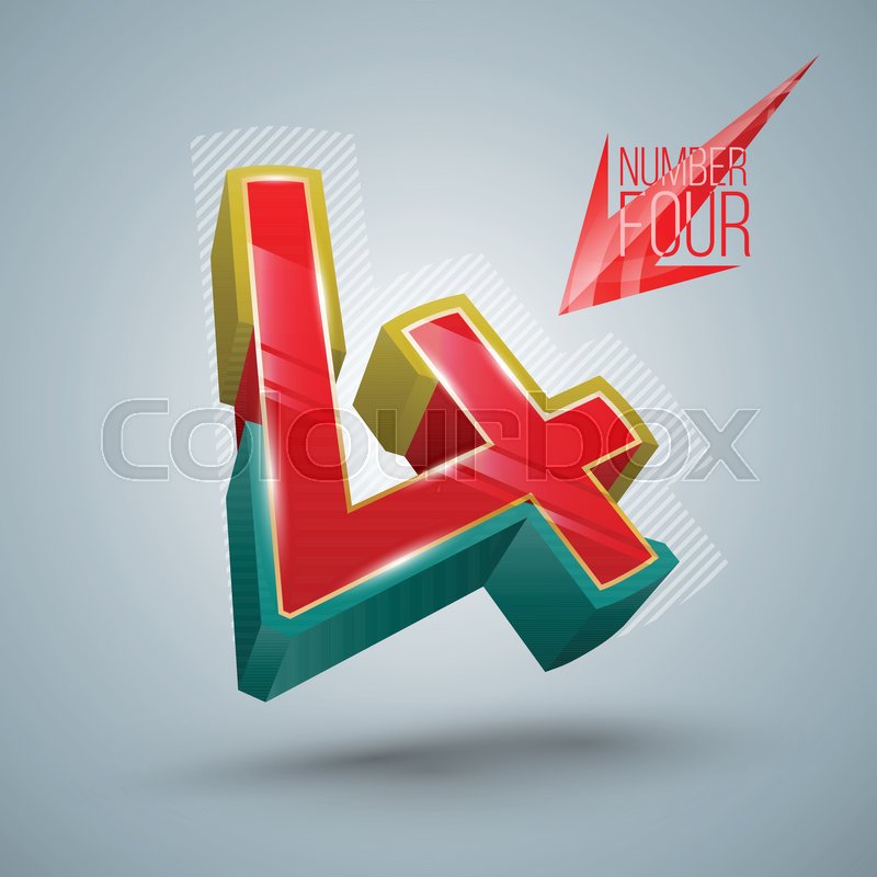 Vector Number Four 3D style. Vector ... | Stock vector | Colourbox
