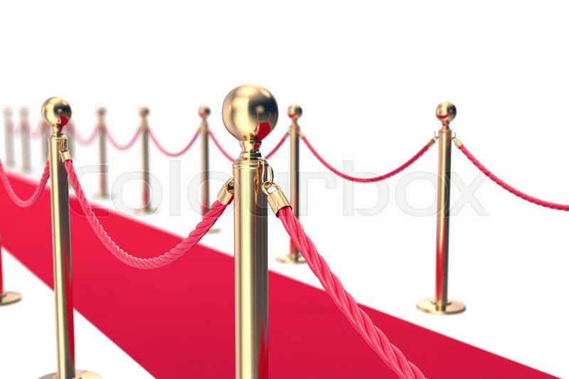 Red Carpet fence pole with ropes. Depth ... | Stock image | Colourbox