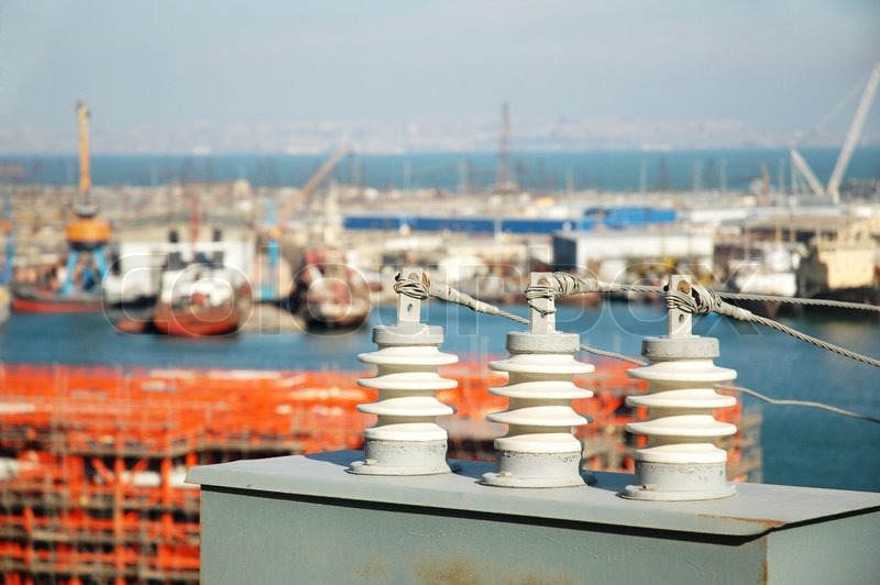 Electricity board and sea port at the ... | Stock image | Colourbox