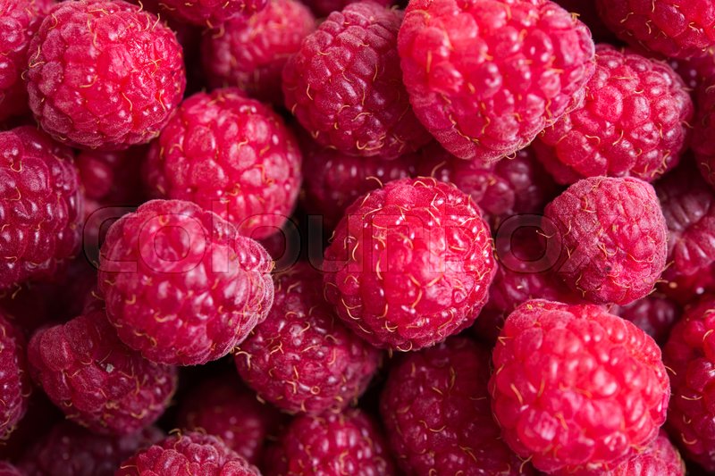 Fresh ripe raspberries macro shot, ... | Stock image | Colourbox