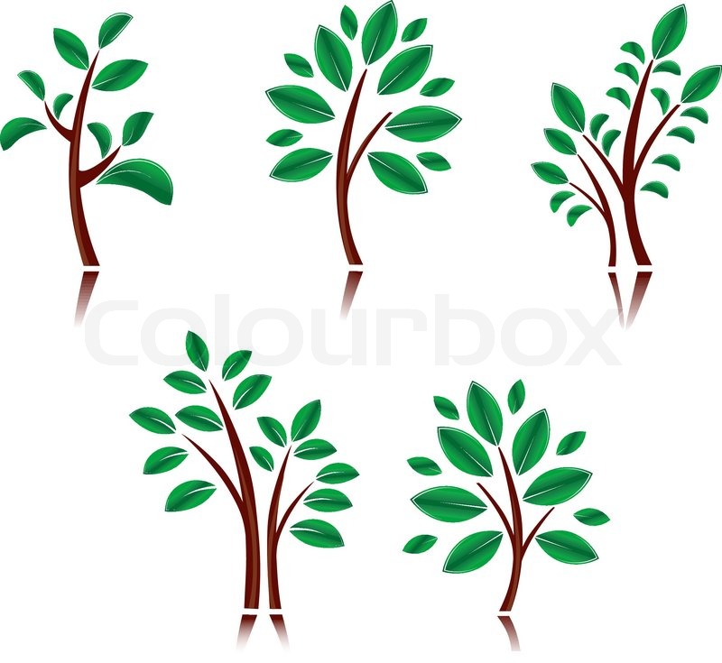 Set von Baum- Symbole als Zeichen oder ... | Stock-Vektor | Colourbox