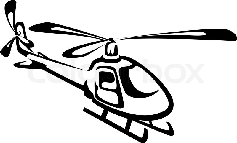Flying helikopter isoleret på hvidt ... | Stock vektor | Colourbox