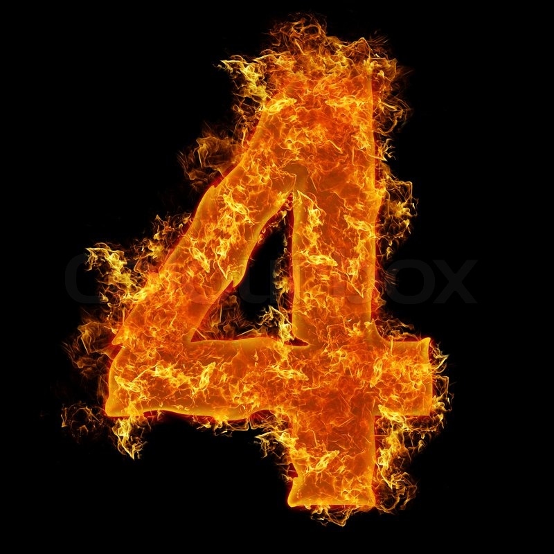 Fire number 4 on a black background | Stock Photo | Colourbox