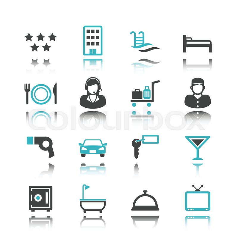 Hotel icons with reflection isolated ... | Stock vector | Colourbox