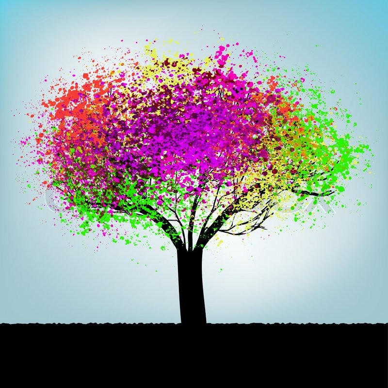 Abstract colorful tree. With copy ... | Stock vector | Colourbox