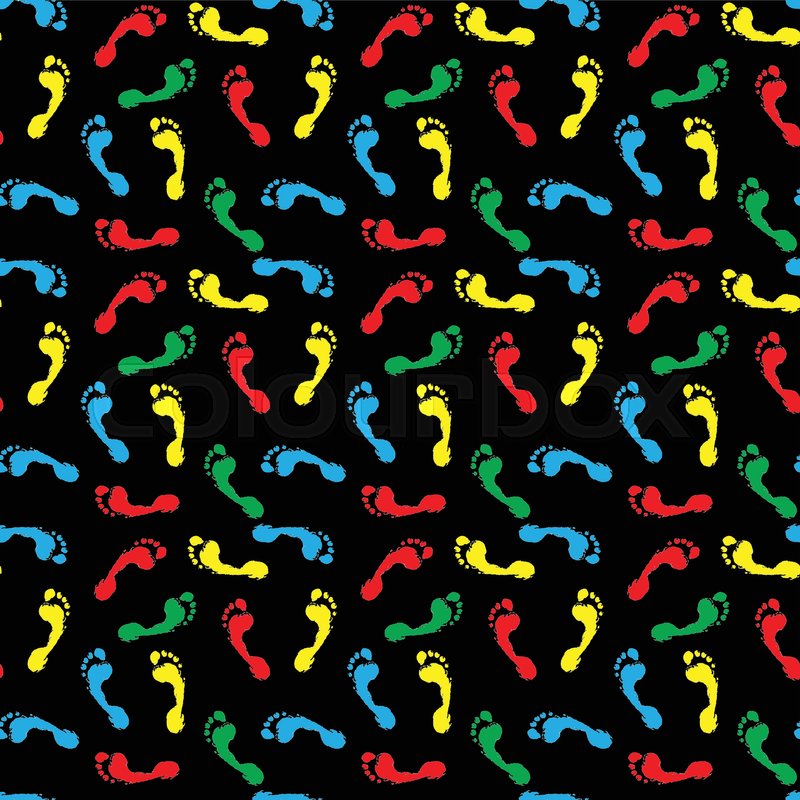 Seamless pattern colored foot print. ... | Stock vector | Colourbox