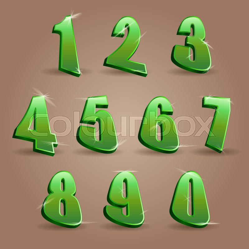 Numbers set in glittering green metal ... | Stock vector | Colourbox